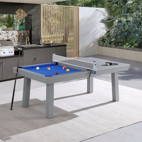 Laguna Indoor Outdoor 8ft Slate Pool Table with Dining Top Accessories Cement Finish On Sale Bed Bath Beyond 40281446