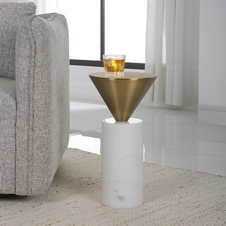 Drink Table with Inverted Conical Top - 20.25" - Brushed Brass and ...
