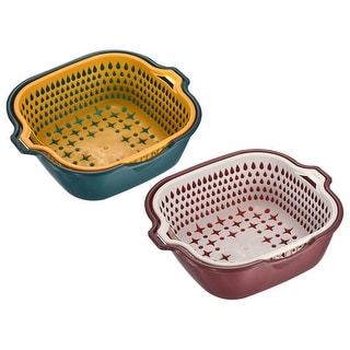 Kitchen Colander Set 2PCS, Colanders Strainers Stackable Drain Basket ...