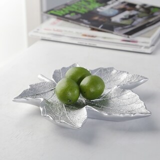 Silver Resin Maple Leaf Plate 1.25"H - 10.5" x 9.75" x 1.25" - Bed Bath ...