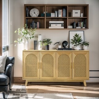 4-Door Modern Rattan Cabinet for Bedroom, Living Room,Office - Bed Bath ...