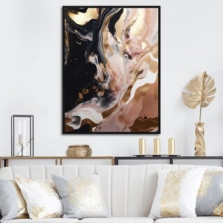 Designart "Ocean Waves Fluidity In Marble V" Abstract Marble Framed ...