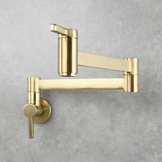 Brushed Gold Foldable Faucet Double Handles Cold Water Kitchen Tap ...
