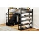 Metal Loft Bed with Buli-in Wardrobe and Storage Cabinets, Full Size ...