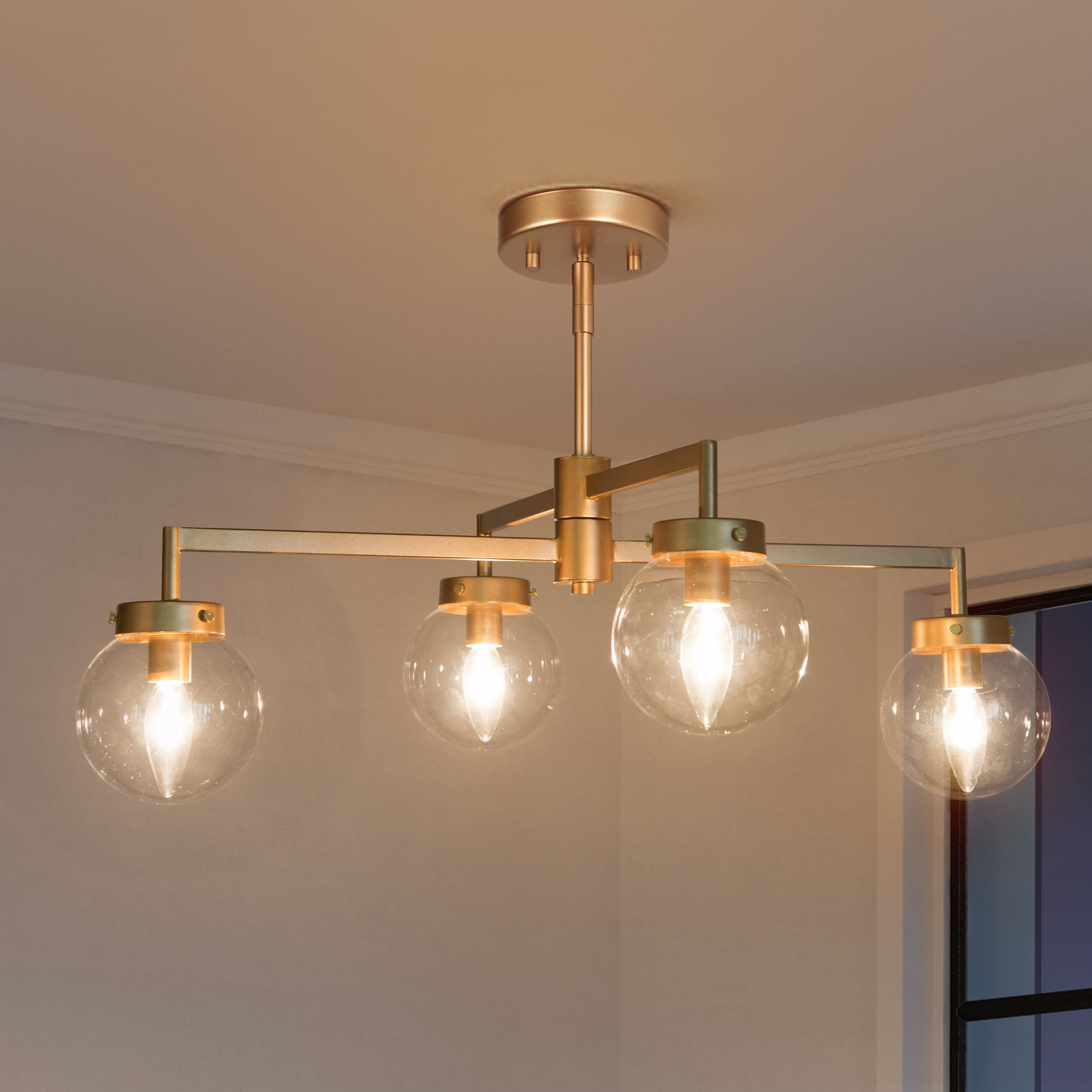 Mid-Century Modern Sputnik Semi Flush Mount Ceiling Light Globe ...