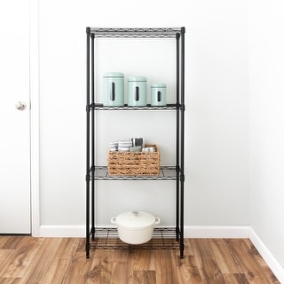 Honey-Can-Do Black 4-Tier Slim Profile 56" H Shelving Unit - 24 '' x 10 ...