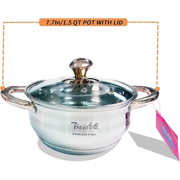 18/8 Stainless Steel Pots and Pans Set nonstick with lids-8 Piece Luxe ...