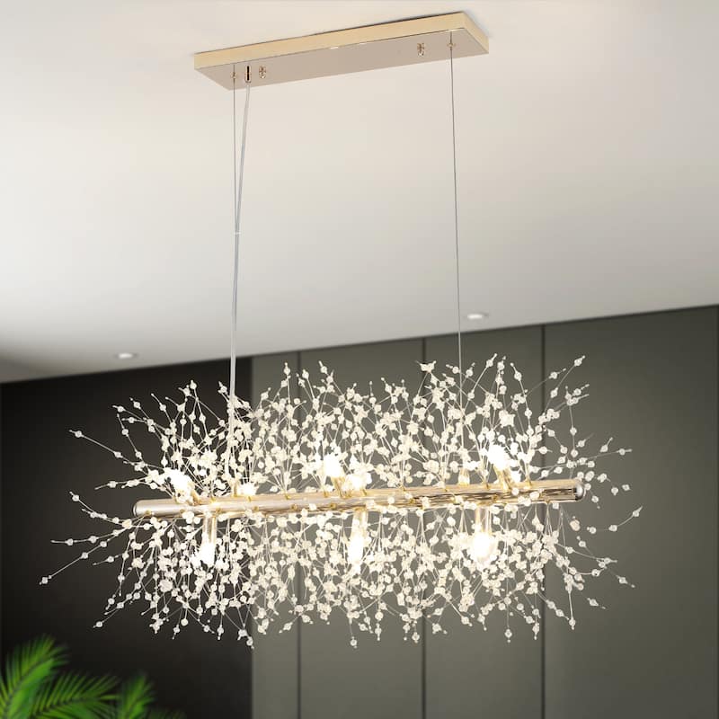 9-Light Modern Firework Crystal Chandelier for Dining Room - W28.8"x ...