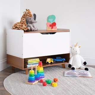 Morgan Mid-Century Modern Toy Box with Soft Close Lid and Storage Shelf ...