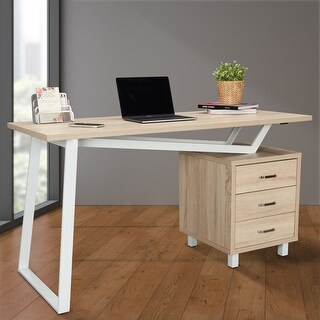 Modern Design Computer Desk with 3 Storage Drawers, Student Study Desk ...