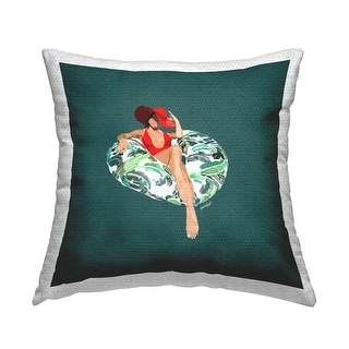Stupell Chic Stylish Woman Pool Float Printed Outdoor Throw Pillow ...