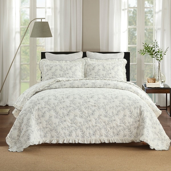 MarCielo 3 Piece Cotton Oversized Lightweight Quilt Set BY320 - Bed ...