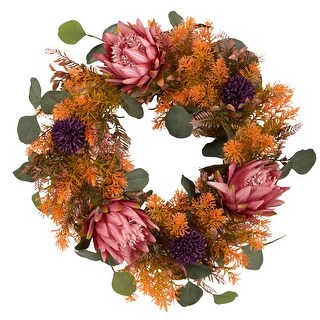 Protea Artificial Fall Harvest Wreath, 24-Inch - Bed Bath & Beyond ...