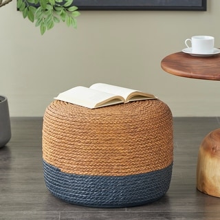 Brown Magnesium Oxide Two-Toned Garden Stool with Black Base and Woven ...