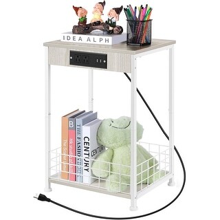 Nightstand Bedroom End Table with Charging Station Sturd 16.1"D x 22.2 ...