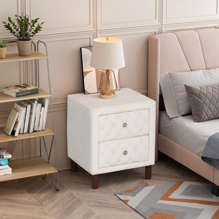 Bedside Table with Velvet Fabric - Bed Bath & Beyond - 36329785