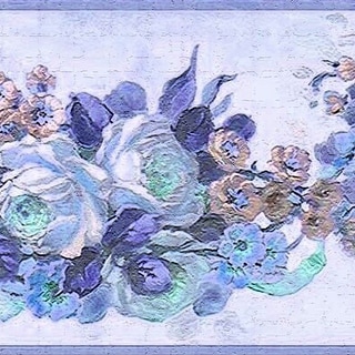 Purple, Teal Flowers on Vines Peel and Stick Wallpaper Border 15 ft X 7 ...