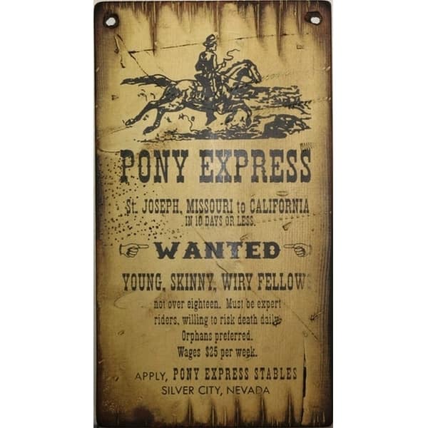 Cowboy Signs Wood Wall Hanging Western Pony Express Yellow Brown - Bed ...