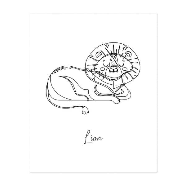 Nursery Lion Line Art Line Drawings Animals Minimal Art Print/Poster ...