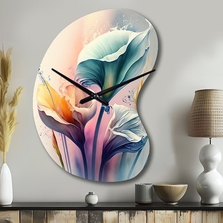 Colorful Cally Lilies II - Calla Lily Wall Clocks in Asymmetrical ...