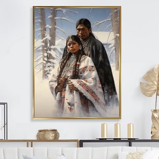Designart "Native Winter Traditional Warrior" Native American Art ...
