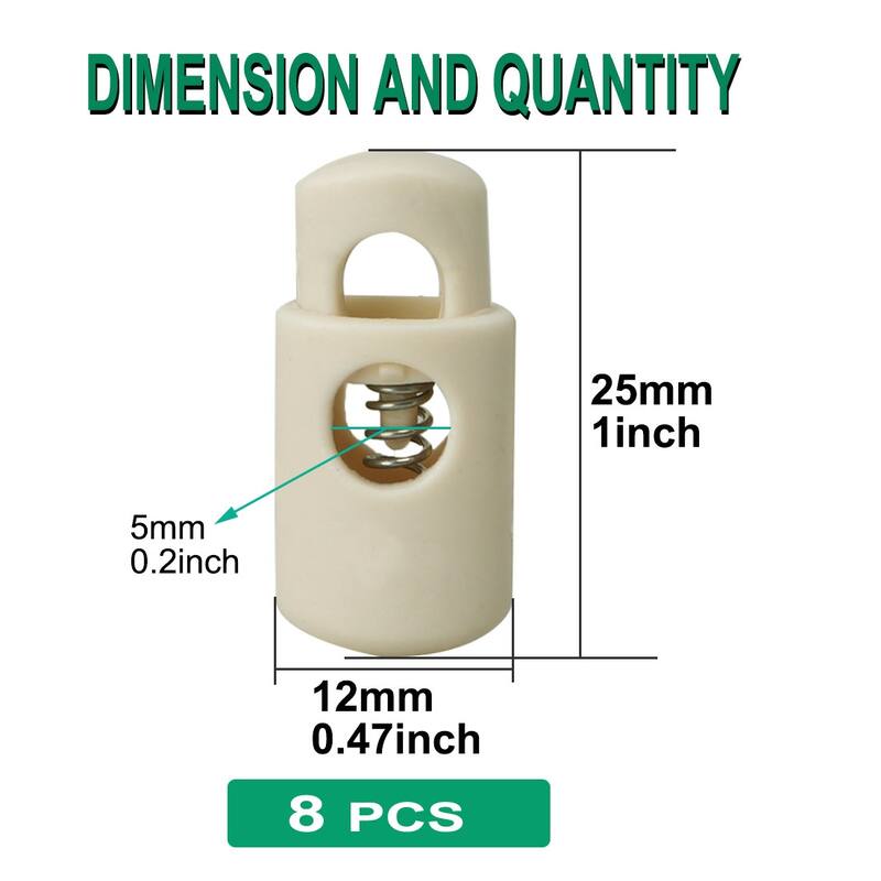 8pcs Spring Cord Locks Single Hole End Stopper Fastener Slider, Beige ...