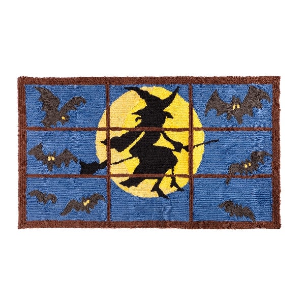 Indoor/Outdoor Halloween Flying Witch Hooked Accent Rug - 3'6" - Bed ...