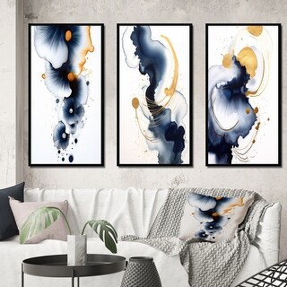 Designart "Suites Of Distant Moods Abstract Gilded Ink I" Abstract ...