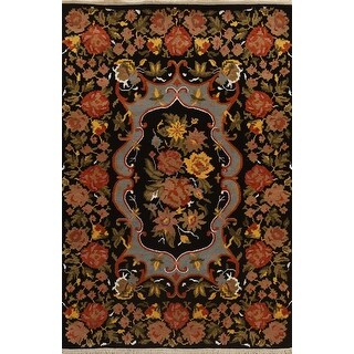 Vegetable Dye Floral Aubusson Oriental Area Rug Wool Handmade Carpet ...