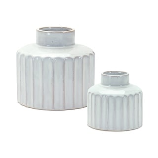 Set of 2 Ribbed Porcelain Vases 5.25" - Bed Bath & Beyond - 37476804