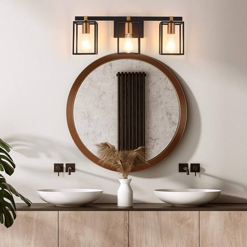 3 light black vanity wall light fixture farm huose - Overstock - 34506108