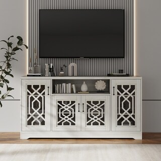 Rustic Media Console with Storage Shelves and 4 Door - Bed Bath ...