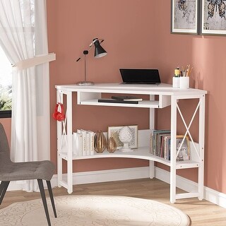 Corner Computer Desk, Triangle Desk Corner Writing Desk - Bed Bath ...