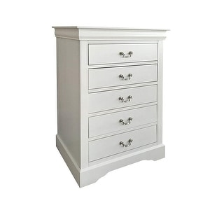 HomeRoots 32" White Five Drawer Standard Chest - Bed Bath & Beyond ...