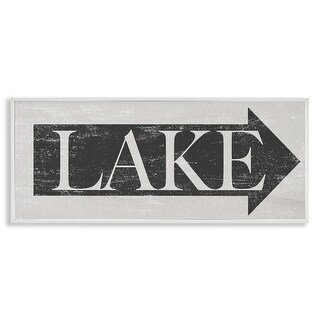 Lake Arrow Sign Grey and White Distressed Framed Wall Art - Bed Bath ...