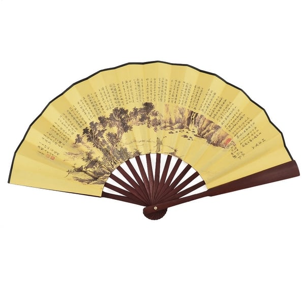 Summer Chinese Vintage Style Bamboo Frame Paint Poem Pattern Foldable ...