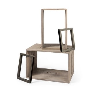 Simul Light Brown Solid Wood Modular Shelving Unit (Set of 2) - 20" W x ...