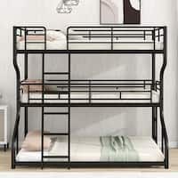 Full XL over Twin XL over Metal Queen Size Triple Bunk Bed with Long and Short Ladder - Bed Bath ...