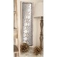 White Wooden Intricately Carved Geometric Home Wall Decor with Mirror ...