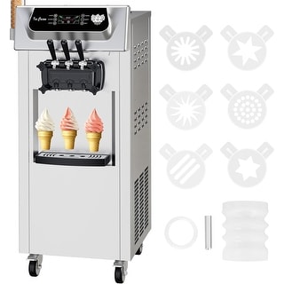 Commercial 2+1 Flavor Soft Ice Cream Machine, 5.8-8 Gal/H, 2200W ...