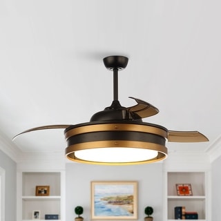 52" Vintage Brass Bladeless Smart Ceiling Fan with Light and Remote ...