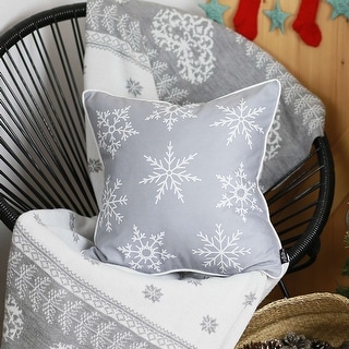 Gray and White Snowflakes Throw Pillow - Bed Bath & Beyond - 39555980