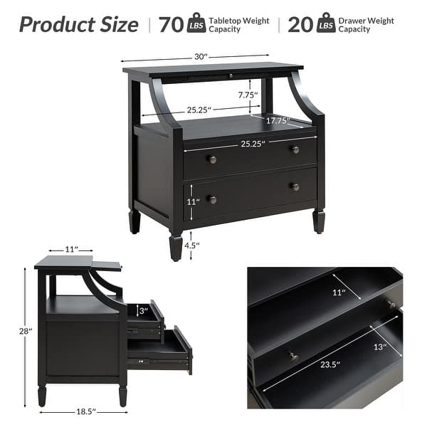 Jennifer 2 - Drawer End Table with Built-In Outlets and Pull-out Tray ...