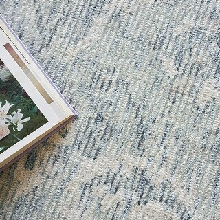 EXQUISITE RUGS Tuscany Hand-loomed Wool/Bamboo Silk Ivory/Blue Area Rug ...