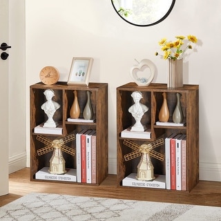 Bookshelves and Bookcases Set of 2, Floor Standing 3 Tier Display Storage Shelves, Small ...