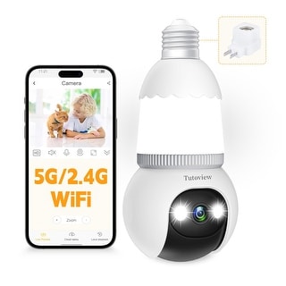 4MP Light Bulb Wireless Security Camera with Night Vision & Alerts ...