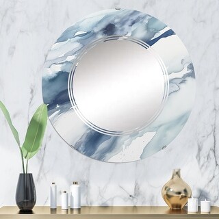 Designart "Blue Whirlwind IV" Abstract Shapes Modern Wall Mirror - Bed ...