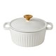 Smith & Clark Iron Works 3-Quart Enamel Dutch Oven - Fluted Cream - Bed ...