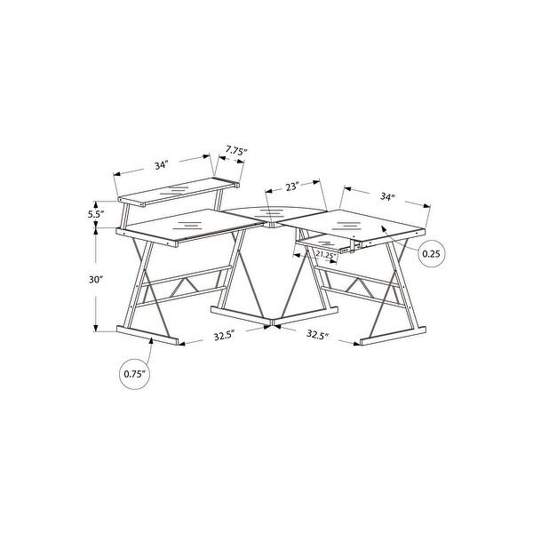 Black Metal Corner Tempered Glass Computer Desk - Bed Bath & Beyond ...