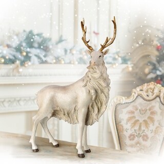 19" Resin Champagne Frost Standing Elk - Bed Bath & Beyond - 36560741